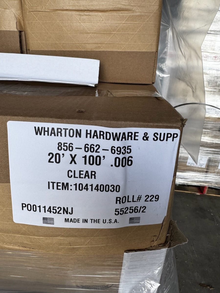 Poly Sheeting (Visqueen) - 20 x 100', 6 mil clear - LOCAL PICKUP ONLY – Wharton Hardware And Supply